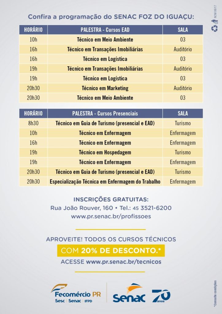 Senac de Foz do Iguaçu recebe evento sobre cursos técnicos – Click Foz